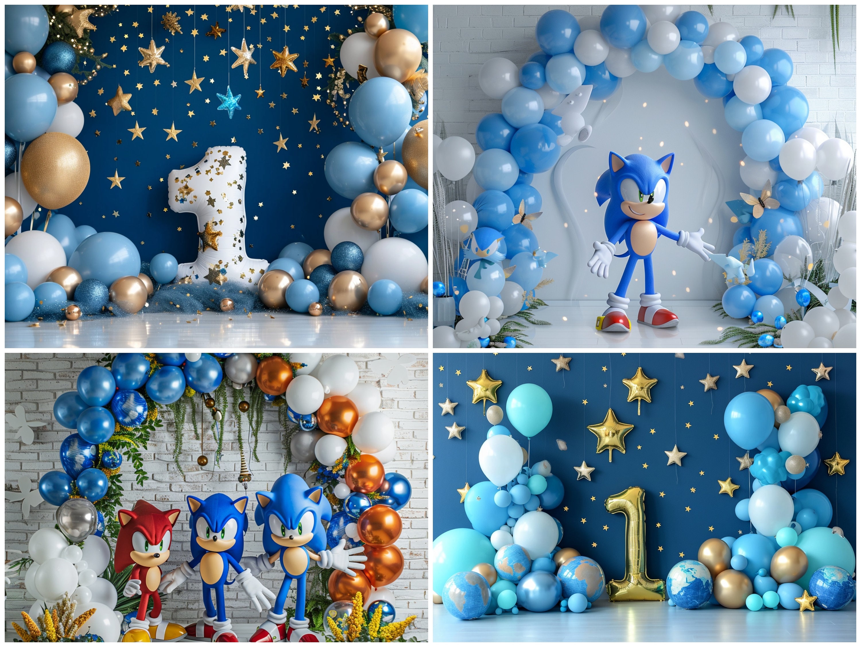 Sonic Birthday Backdrop: Cake Smash Photography (PNG Digital Files) - Etsy