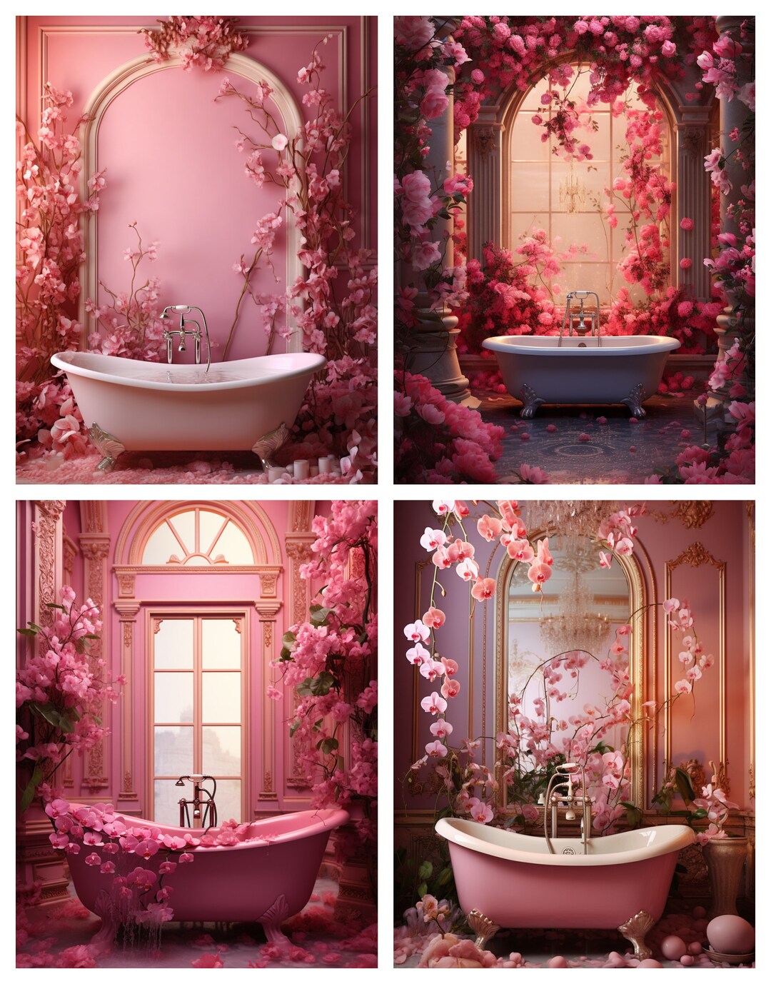 Floral Bathtub Digital Backdrop: Fine Art Photography (PNG) - Etsy
