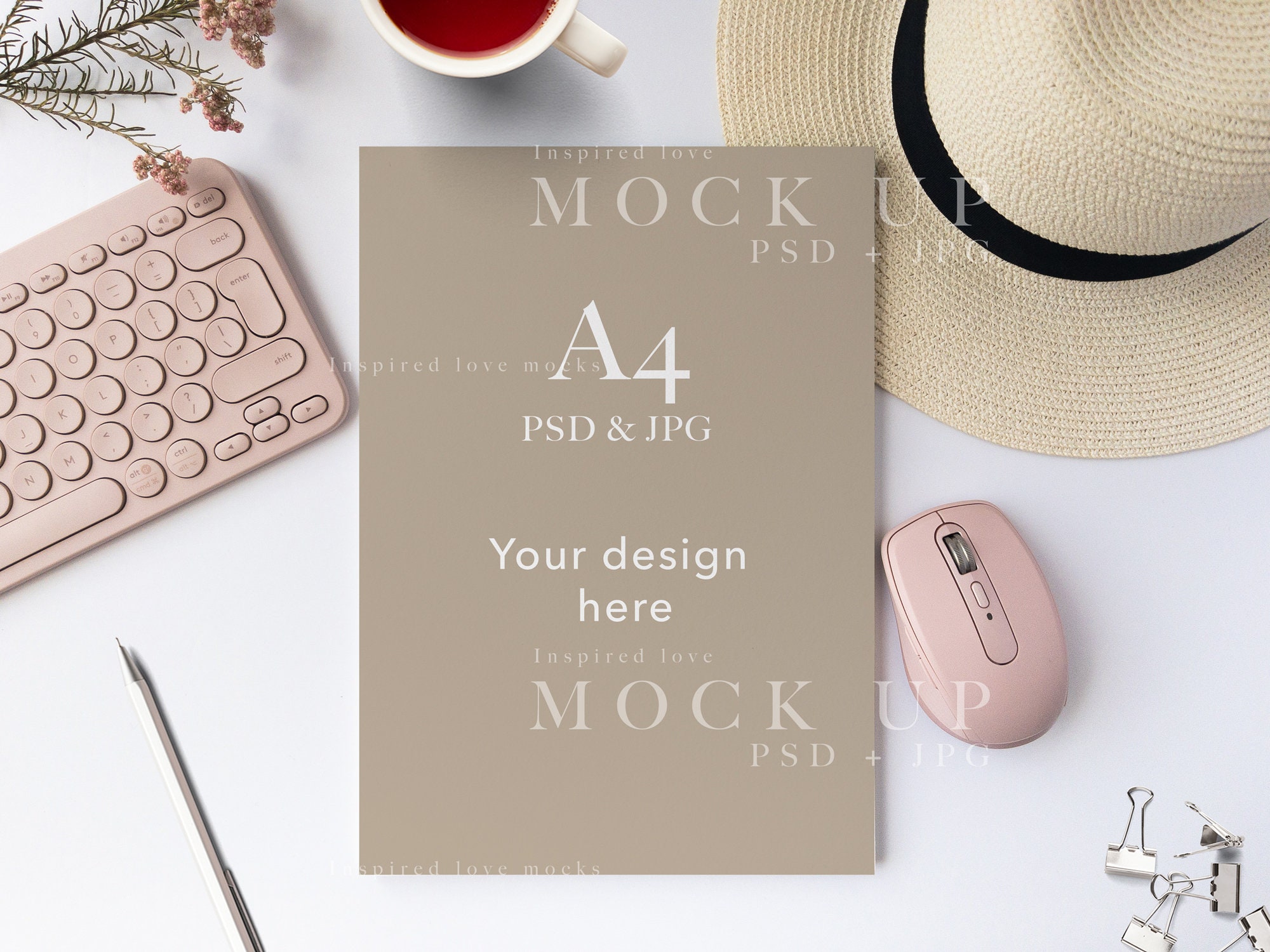 A4 Paper Mockup, Planner Mockup, Digital Planner Mockup for Print ...