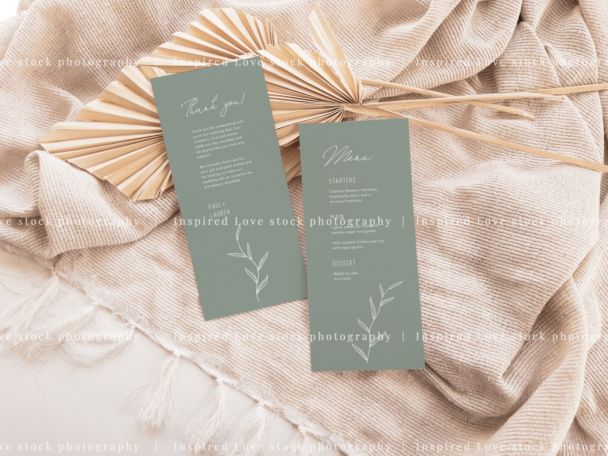 Program Mockup, Boho Wedding Mockup, Double Program Mockup, 4x9 Mockup ...