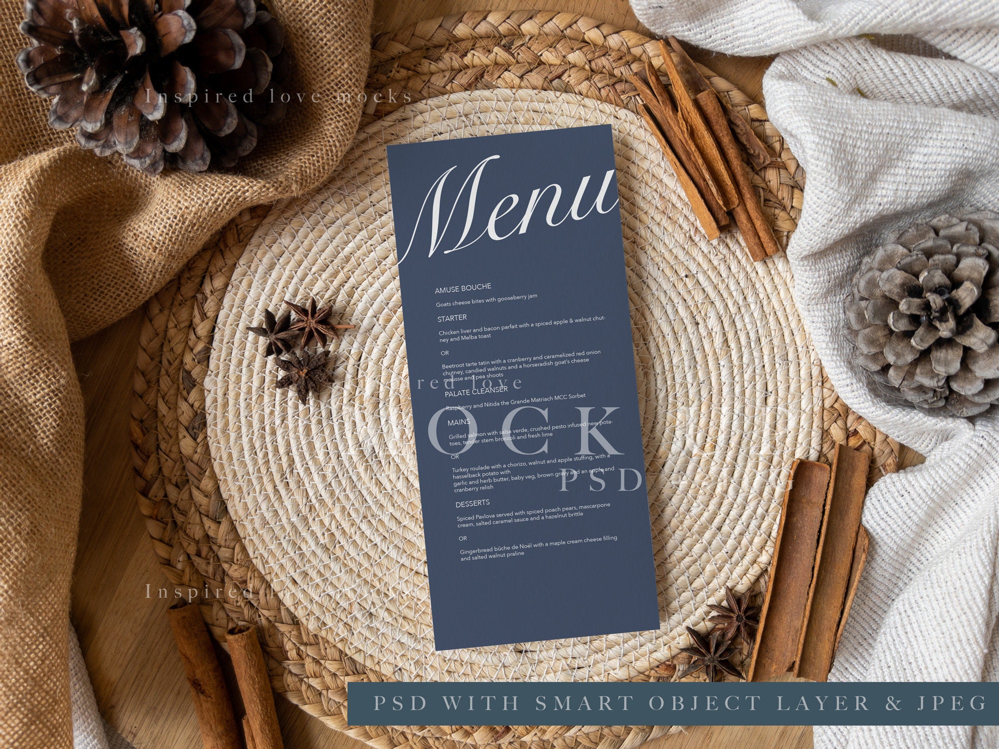 Rustic Christmas Menu Mockup for Festive Events Stationery Template ...