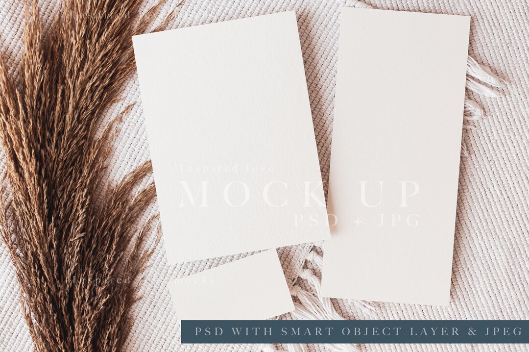 Multiple Wedding Card Mockup, Card Mockup, Greeting Card Mockup, Boho ...