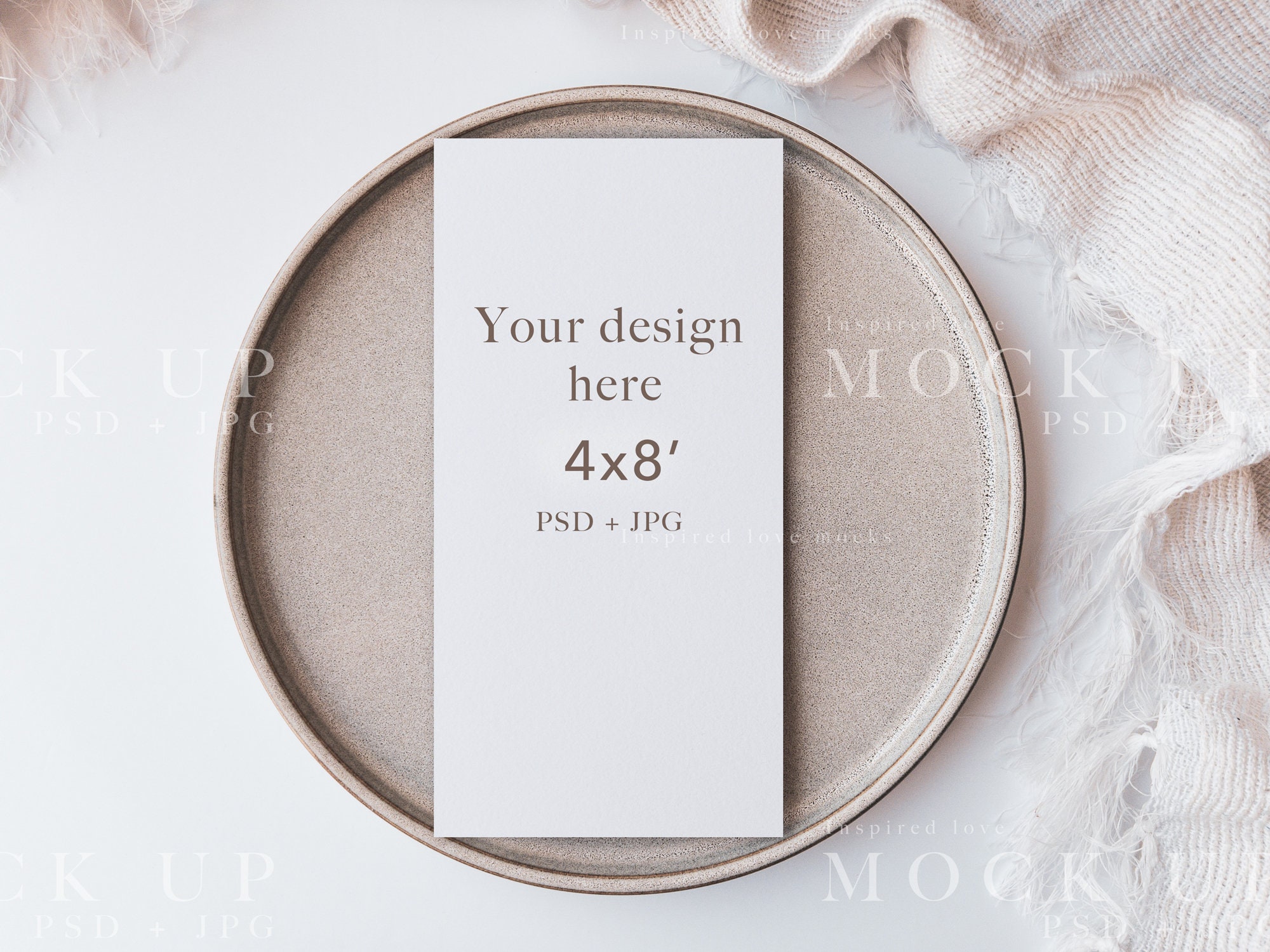 4x8 Wedding Menu Mockup, Card Mockup, Wedding Invitation Mockup ...