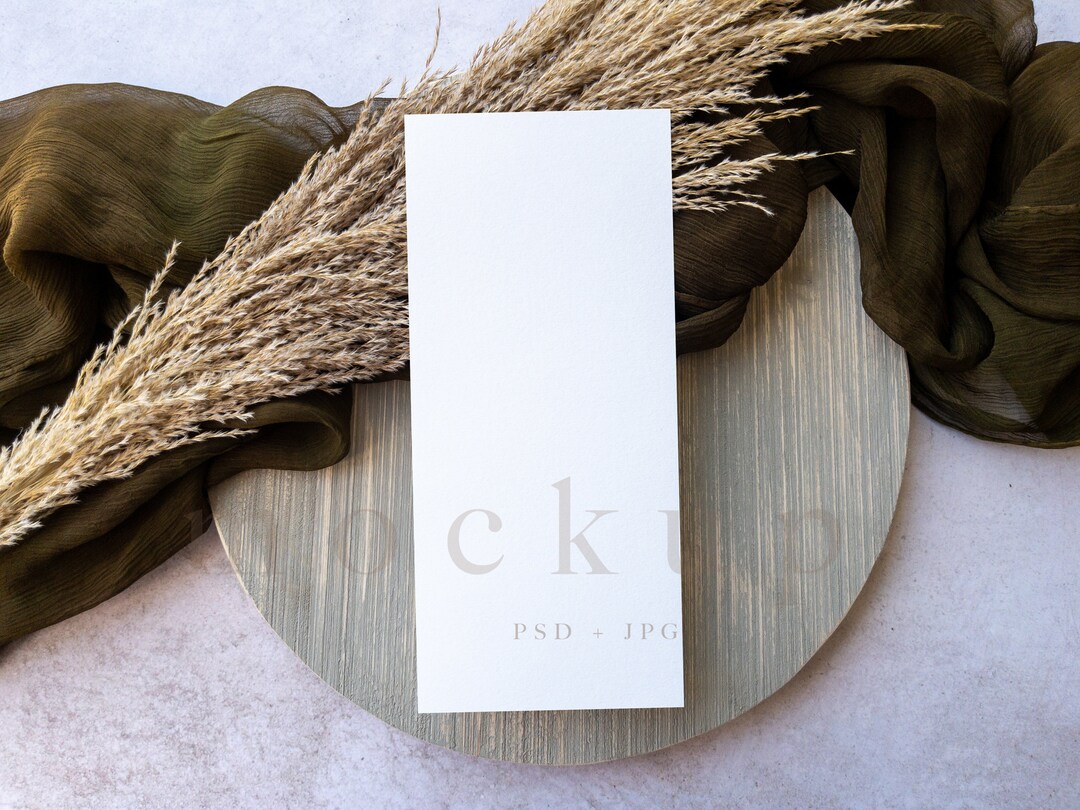 4x9 Wedding Menu Mockup, Program Mockup, Minimalist Wedding Paper ...