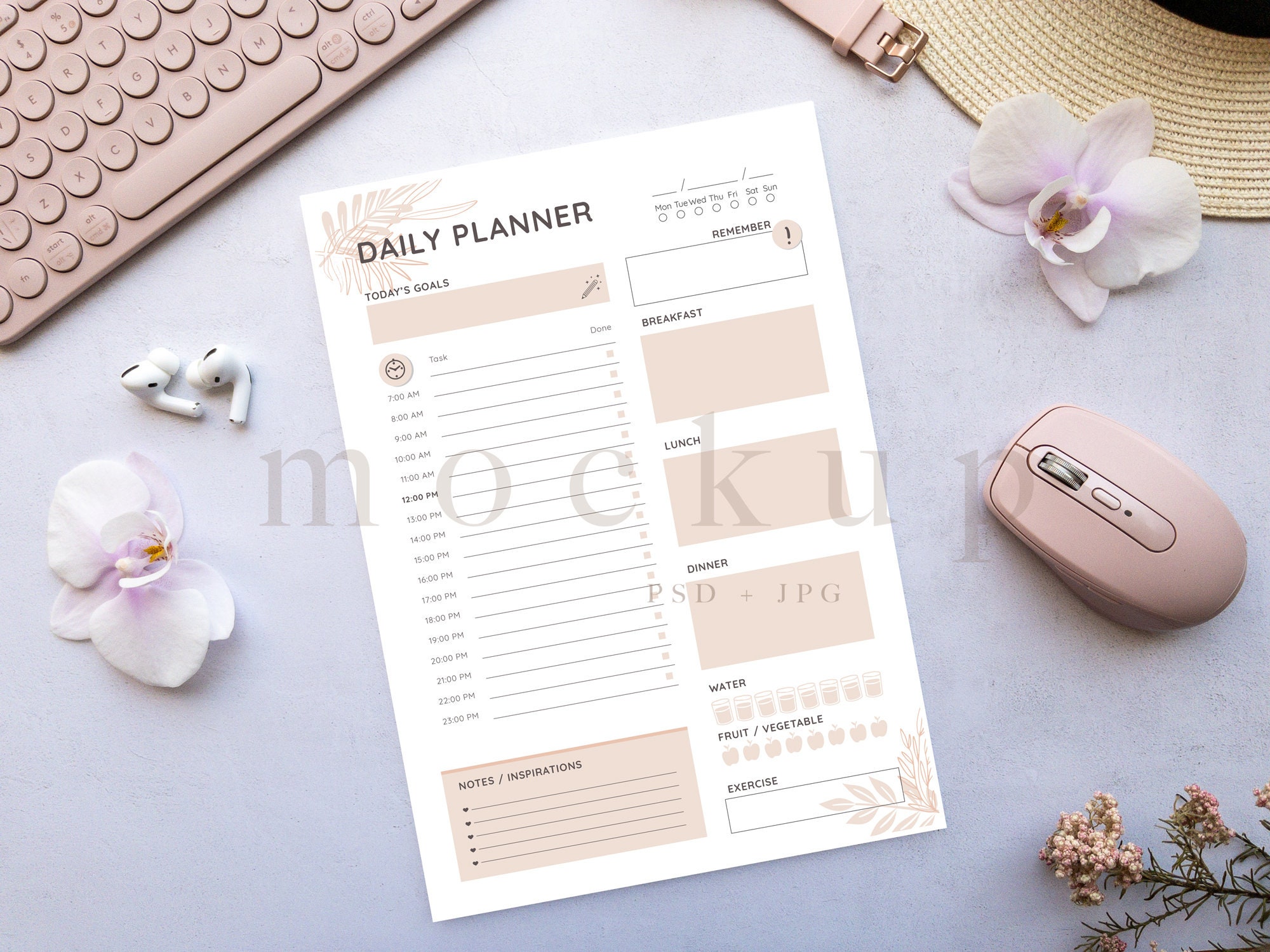 Printable Planner Mockup, A4 Paper Mockup, Digital Planner Mock up for ...