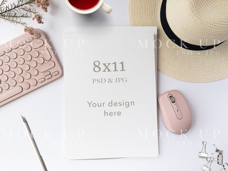 Planner Mockup, 8x11 Paper Mockup, Printable Planner Mockup, Desk ...