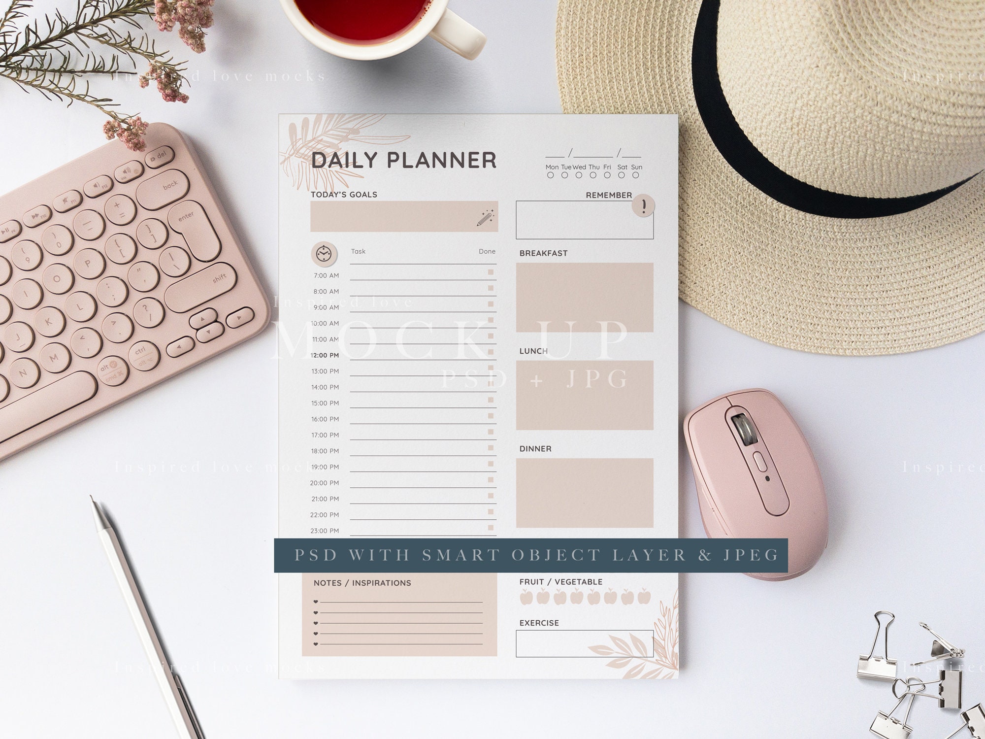 A4 Paper Mockup, Planner Mockup, Digital Planner Mockup for Print ...