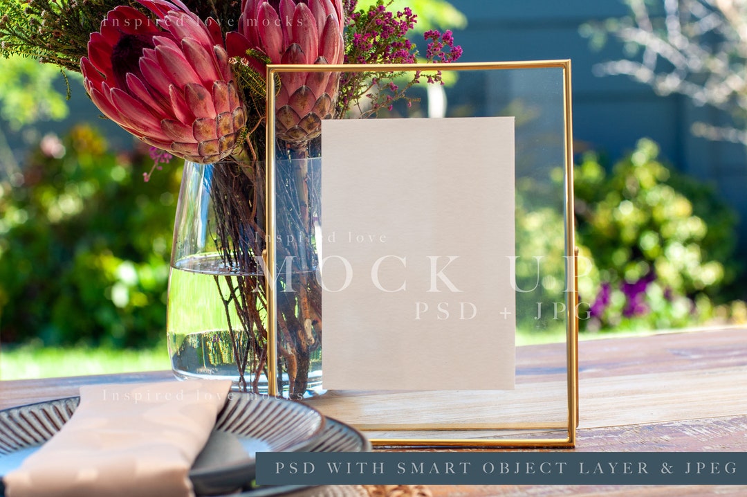 Bright Gold Frame Mockup, Sign Mockup in Gold Frame for Wedding Signs ...