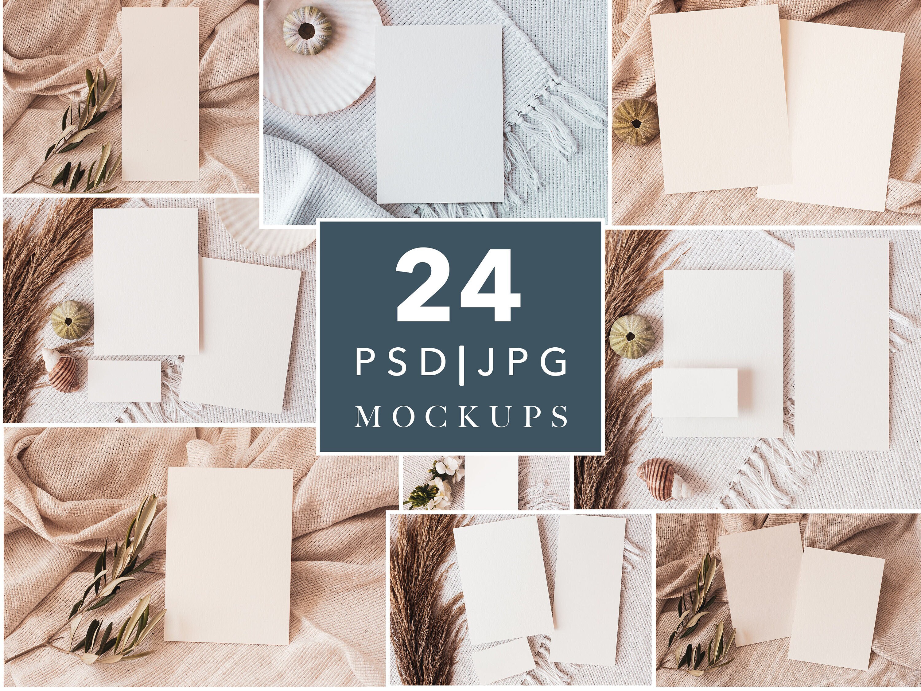 24 Minimalist Wedding Mockup Bundle Card Stationery Mockup Templates ...