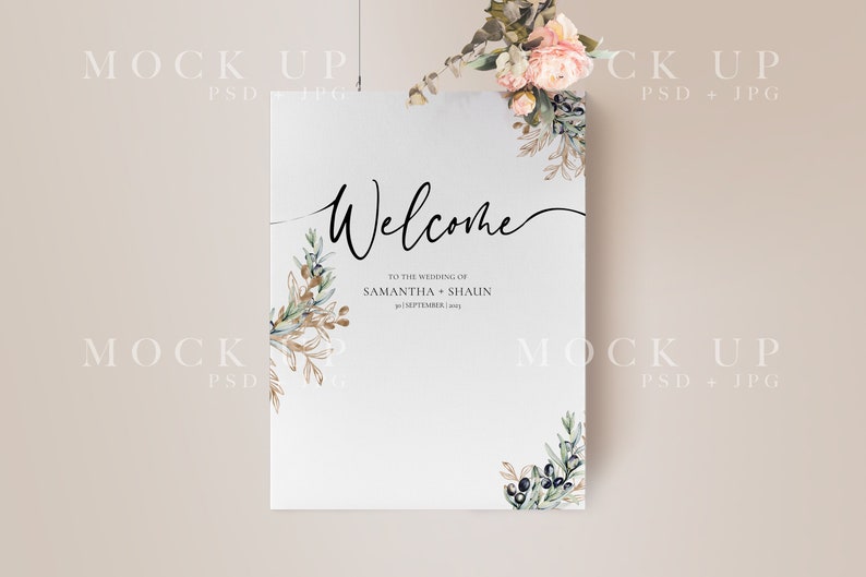 Wedding Welcome Sign Mock Up, 18x24 Sign Mockup, Boho Seating Chart ...