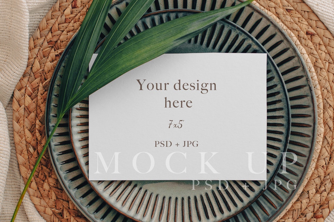 7x5 Paper Mockup, Landscape Mockup, Boho Greeting Card Mockup, Rustic ...