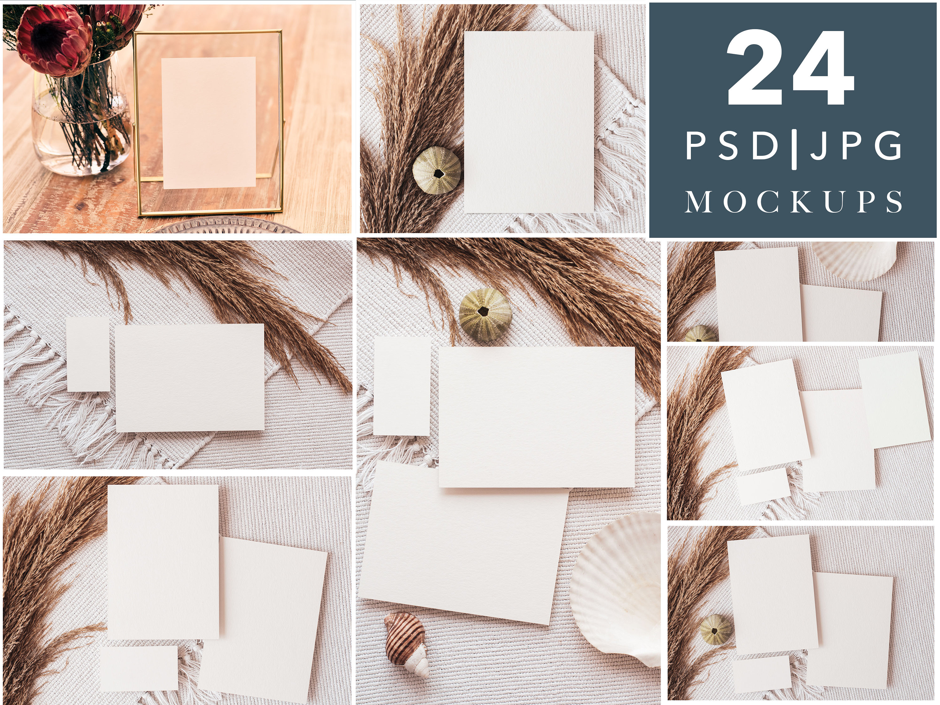 24 Minimalist Wedding Mockup Bundle Card Stationery Mockup Templates ...