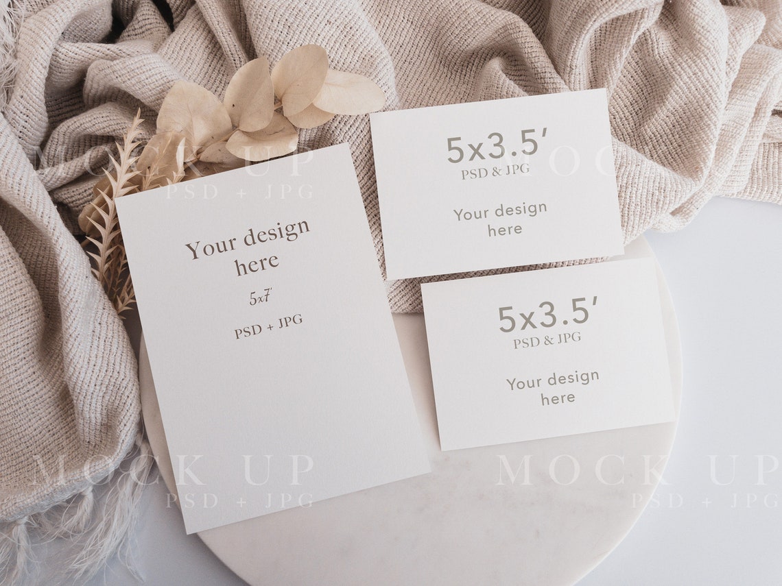 Wedding Invitation Set Mockup, Wedding Suite Mockup, 5x7 Card Mockup ...
