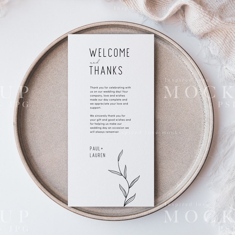 4x8 Wedding Menu Mockup Card Mockup Wedding Invitation - Etsy