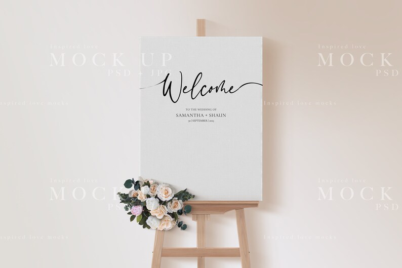 Welcome Sign Mockup, Wedding Sign Mockup, 18x24 Sign Mockup, Minimalist ...