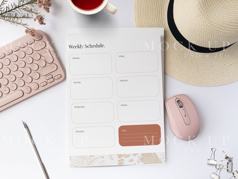Planner Mockup, 8x11 Paper Mockup, Printable Planner Mockup, Desk ...