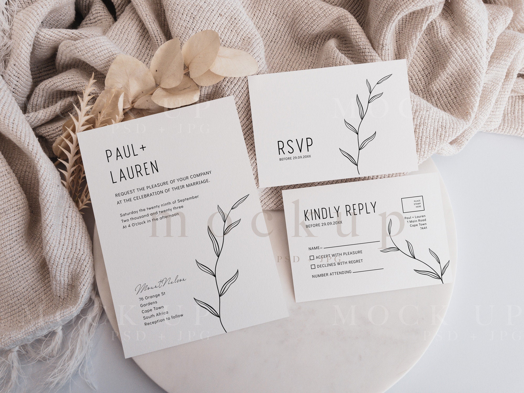 Wedding Invitation Set Mockup, Wedding Suite Mockup, 5x7 Card Mockup ...