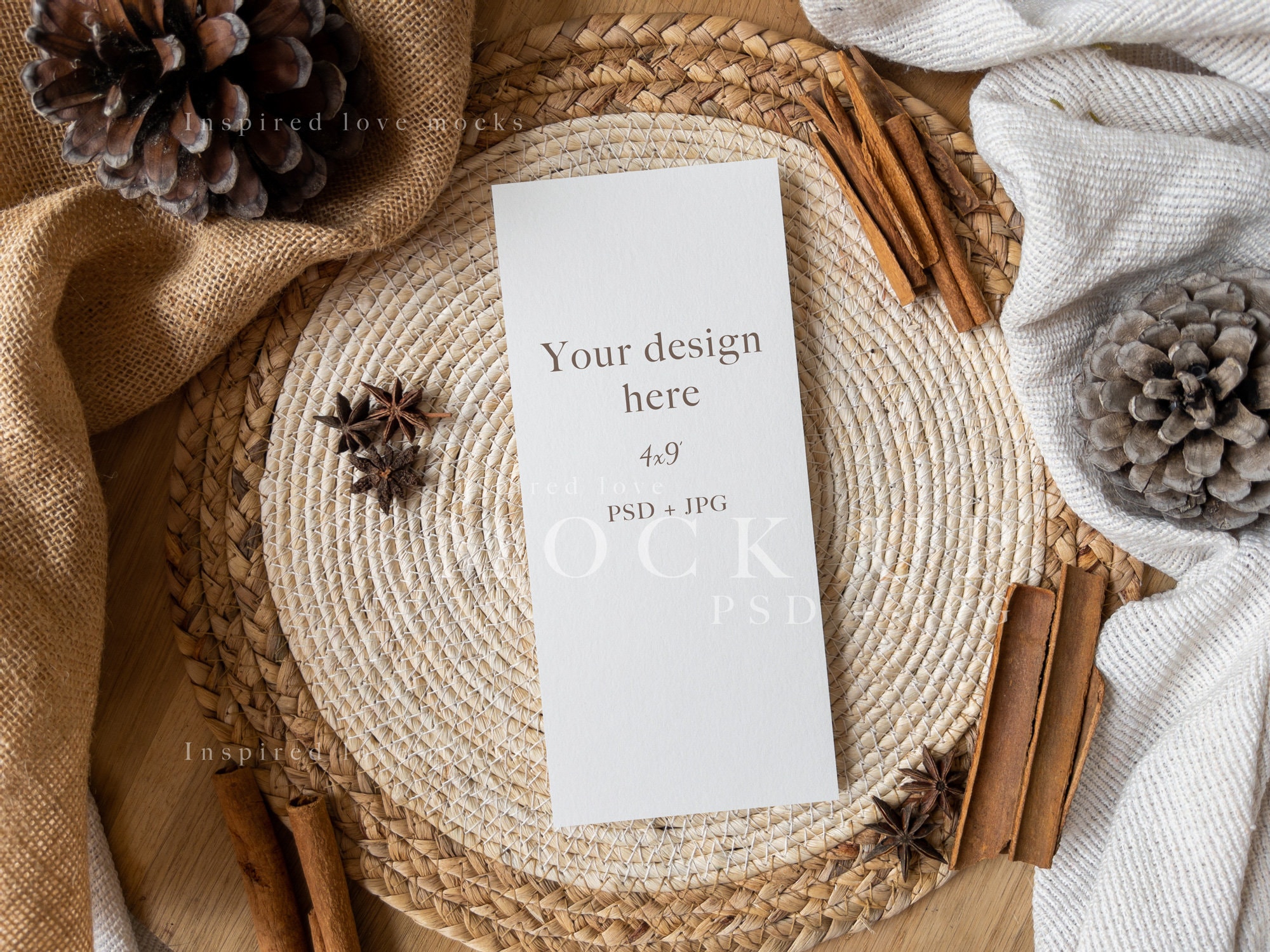 Rustic Christmas Menu Mockup for Festive Events Stationery Template ...