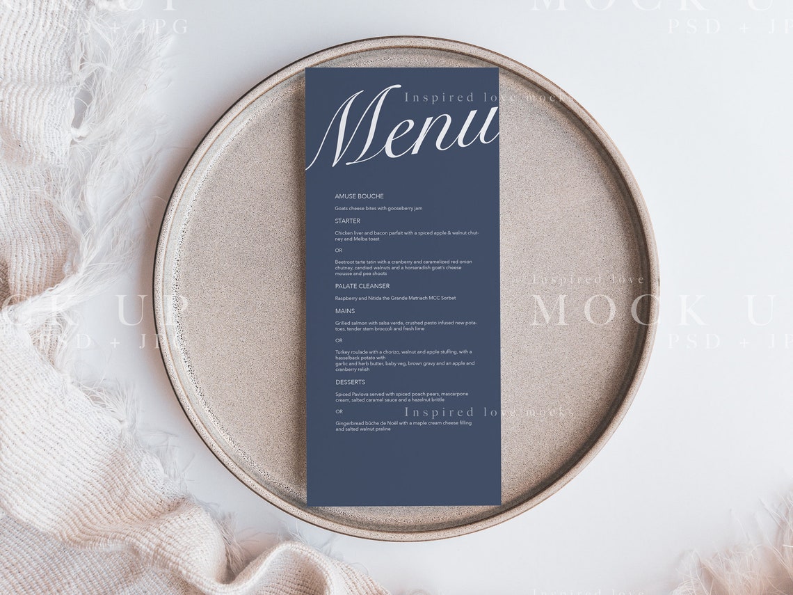 4x9 Wedding Menu Mockup Invitation Mockup Wedding Invitation - Etsy