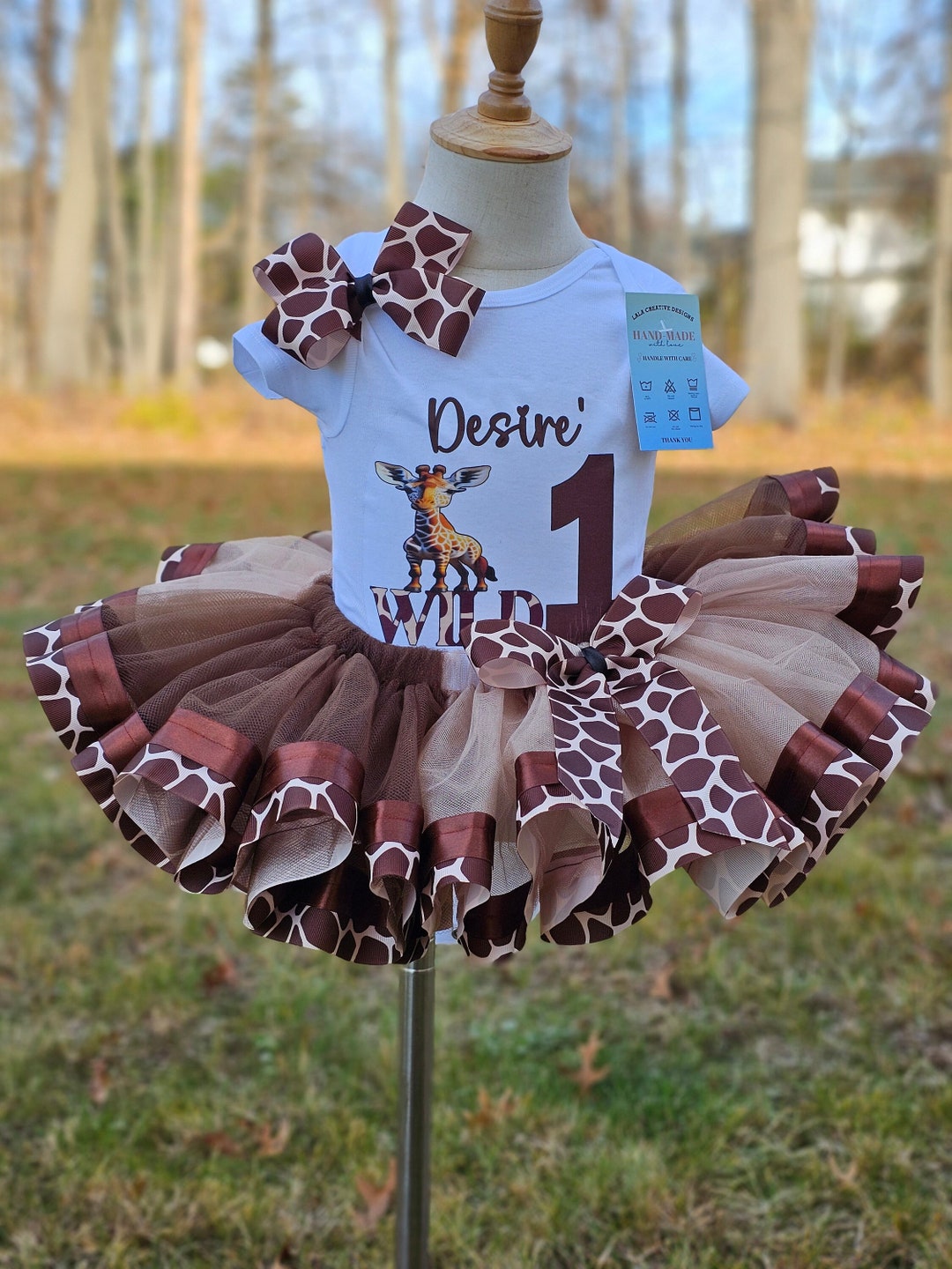 Giraffe Tutu Set, Giraffe Outfit, Kid's Birthday Tutu With Name, Brown ...