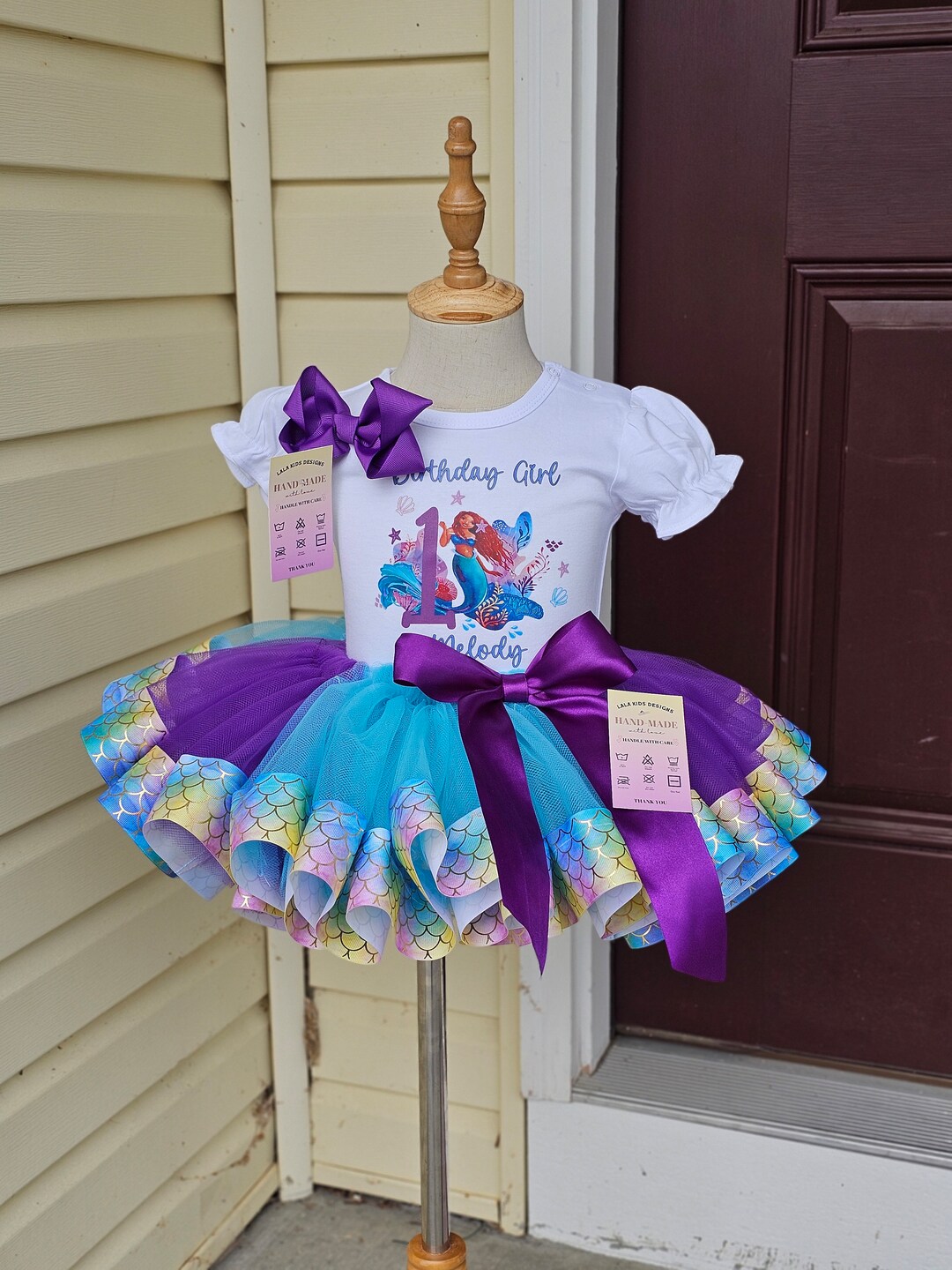 Mermaid Tutu Set, Black Mermaid Toddler Tutu, Kid's Birthday Tutu With ...