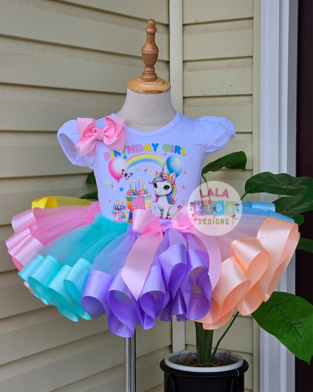 Unicorn Birthday, Multi Color Pastel Rainbow Birthday Tutu Outfit ...