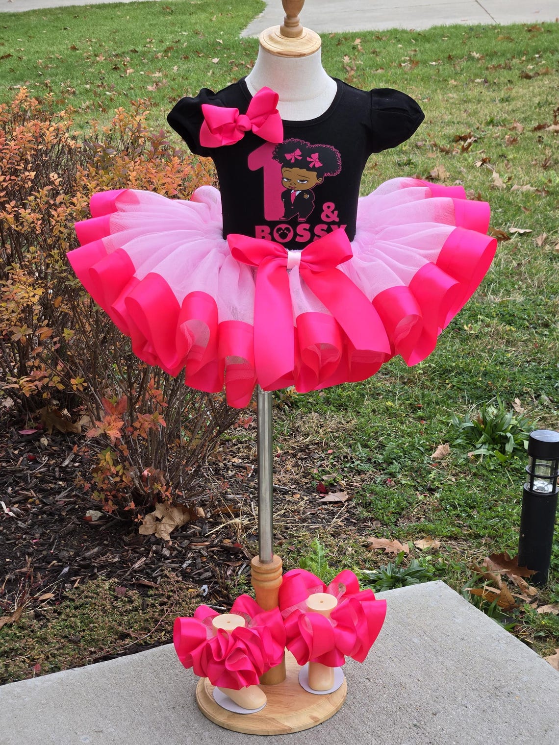 Boss Baby Birthday Tutu Outfit: Custom Name, Black & Pink Tutu Set - Etsy
