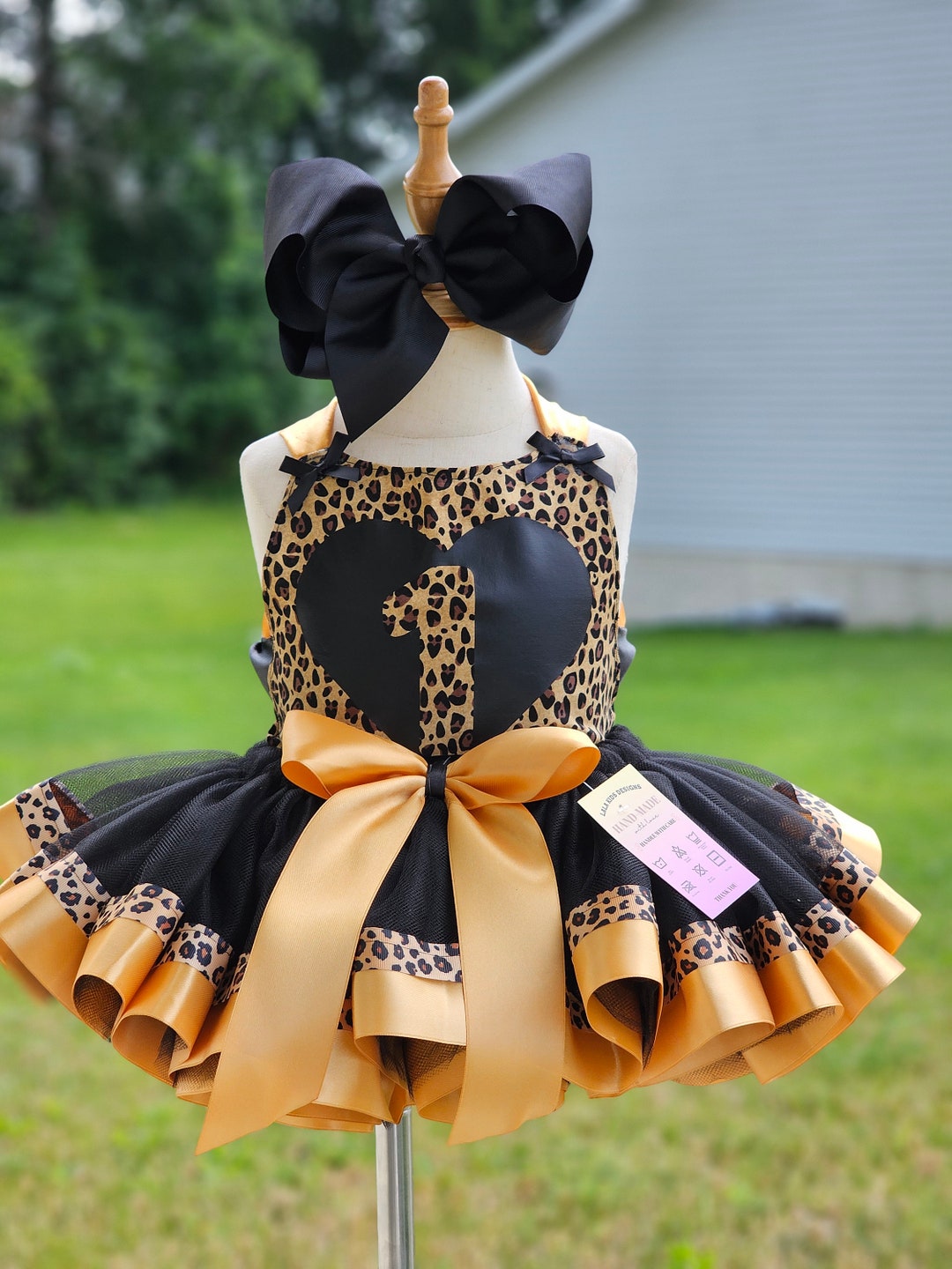 Leopard Tutu Outfit, Toddler's Birthday Outfit, Black and Gold Tutu ...