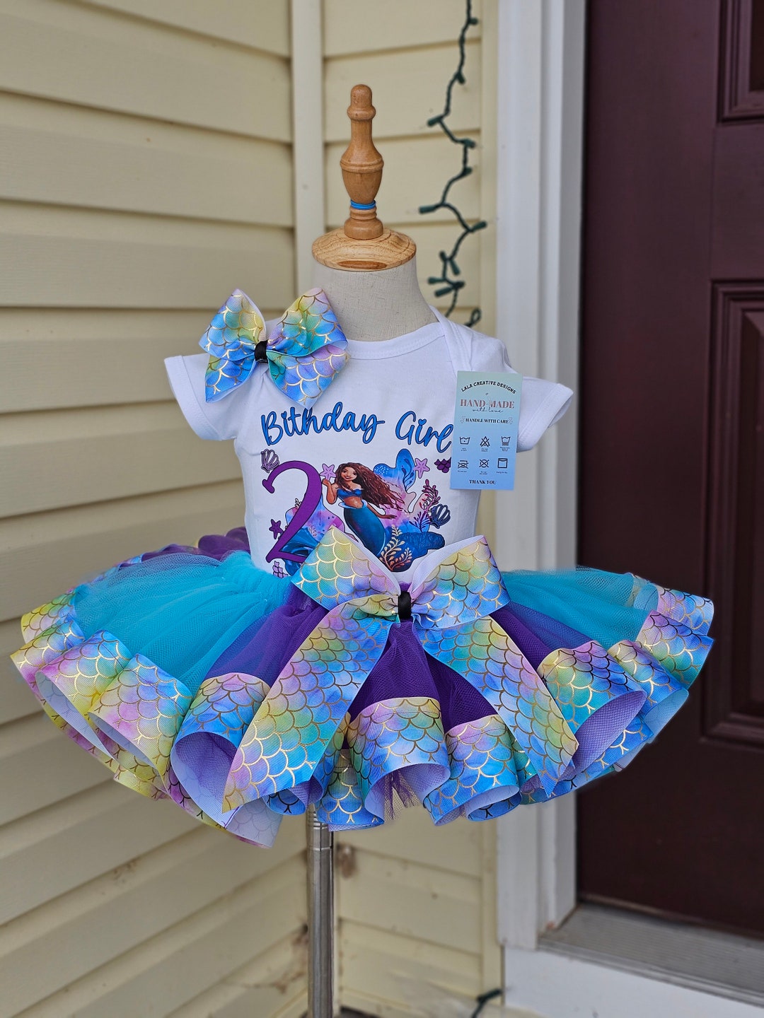 Mermaid Tutu Set, Black Mermaid Toddler Tutu, Kid's Birthday Tutu With ...