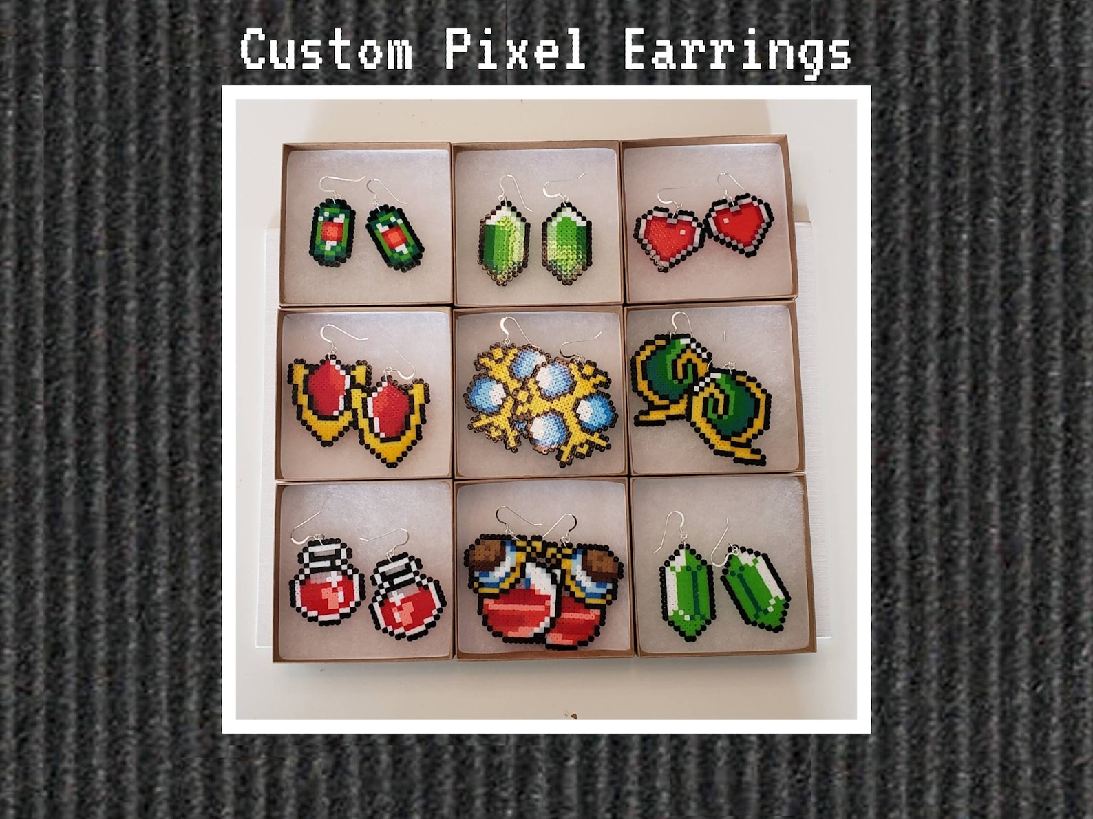 Custom: Retro Gaming Pixel Art Earrings mini Beads Sterling - Etsy