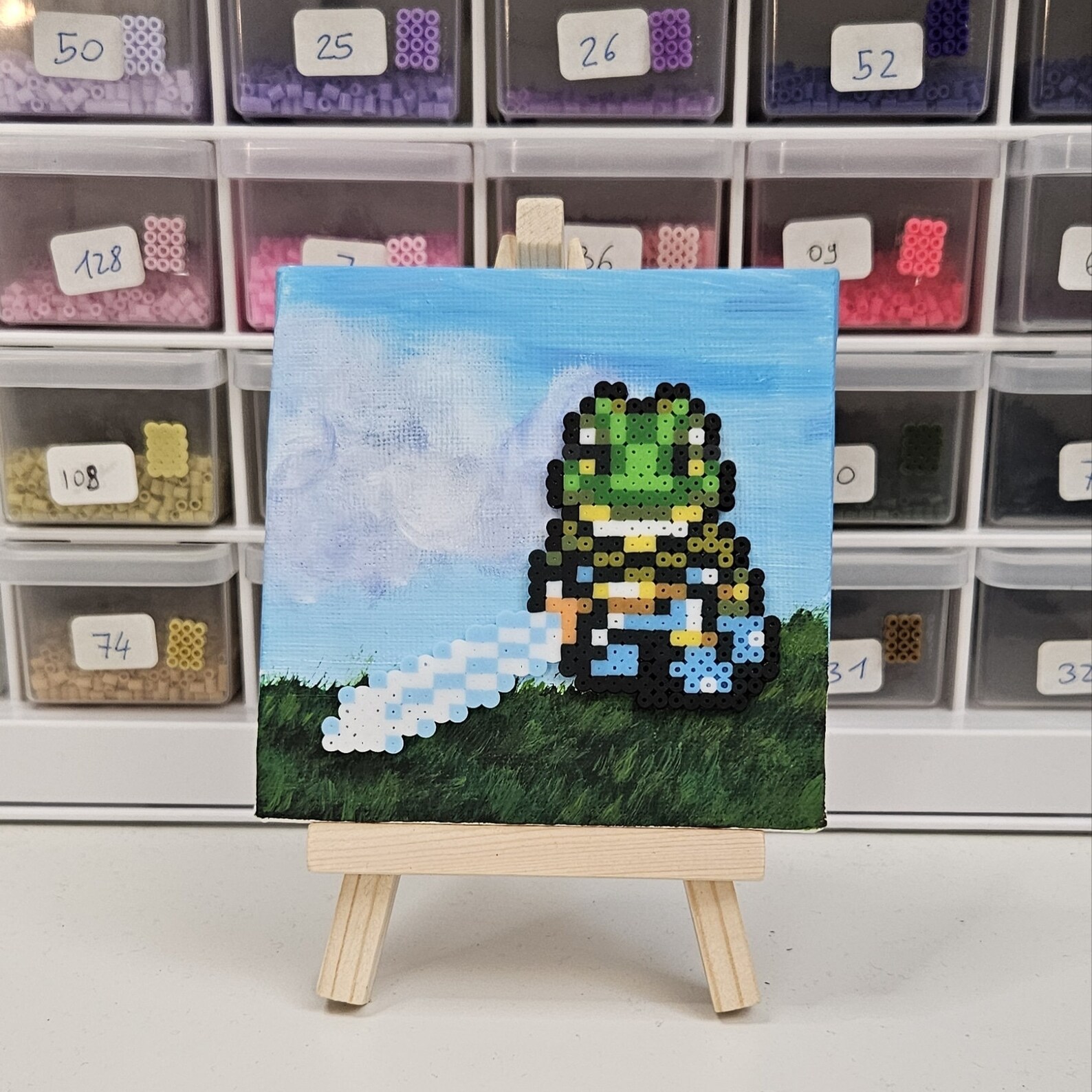 4x4 Mini Canvas Mini Perler on Acrylic Paint Mixed Media Collage. - Etsy
