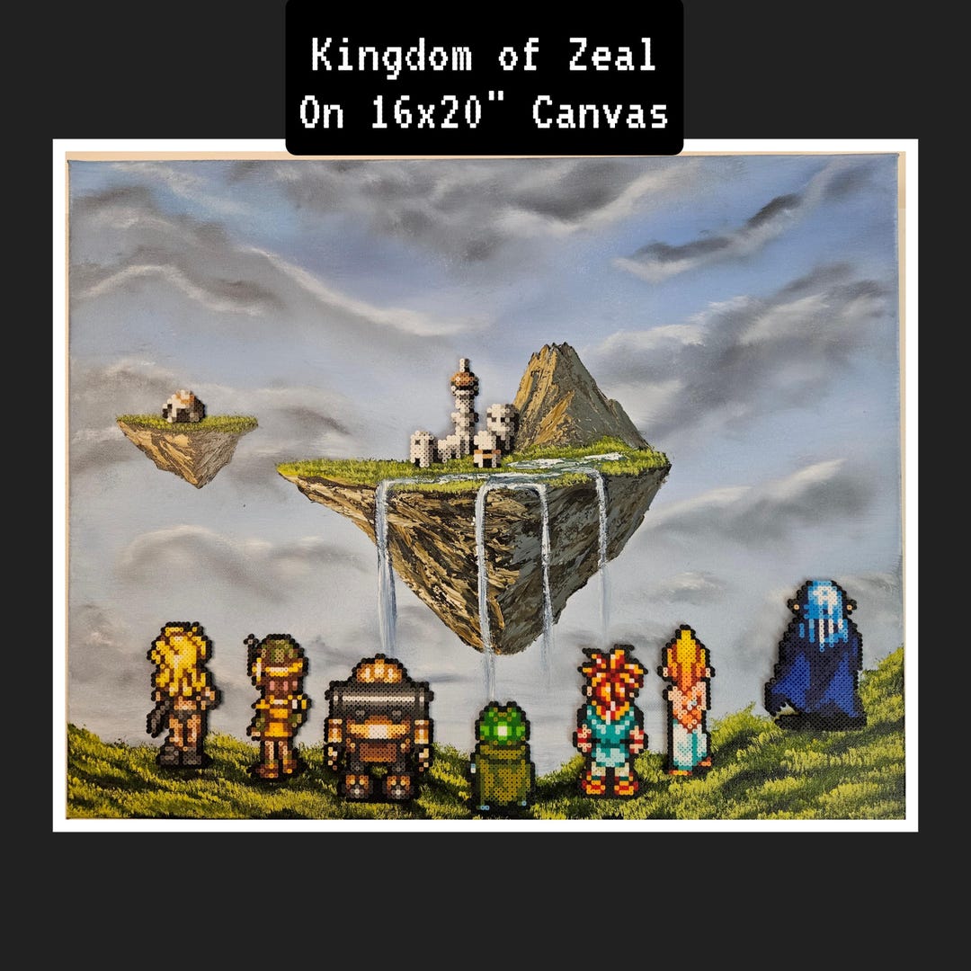 Chrono Trigger Campfire Scene - Acrylic & Mini Beads on 18x24" Canvas ...