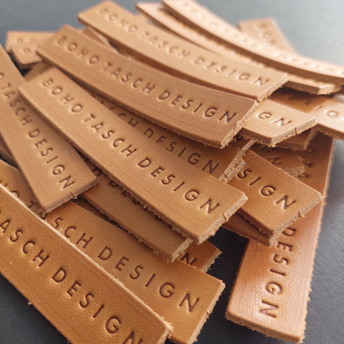 Custom Real Leather Labels: 50 PCS Logo Embossed for Bag, Beanie, Jeans ...