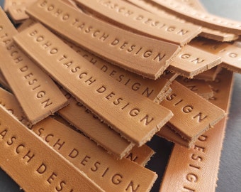 Custom Real Leather Labels: 50 PCS Logo Embossed for Bag, Beanie, Jeans ...