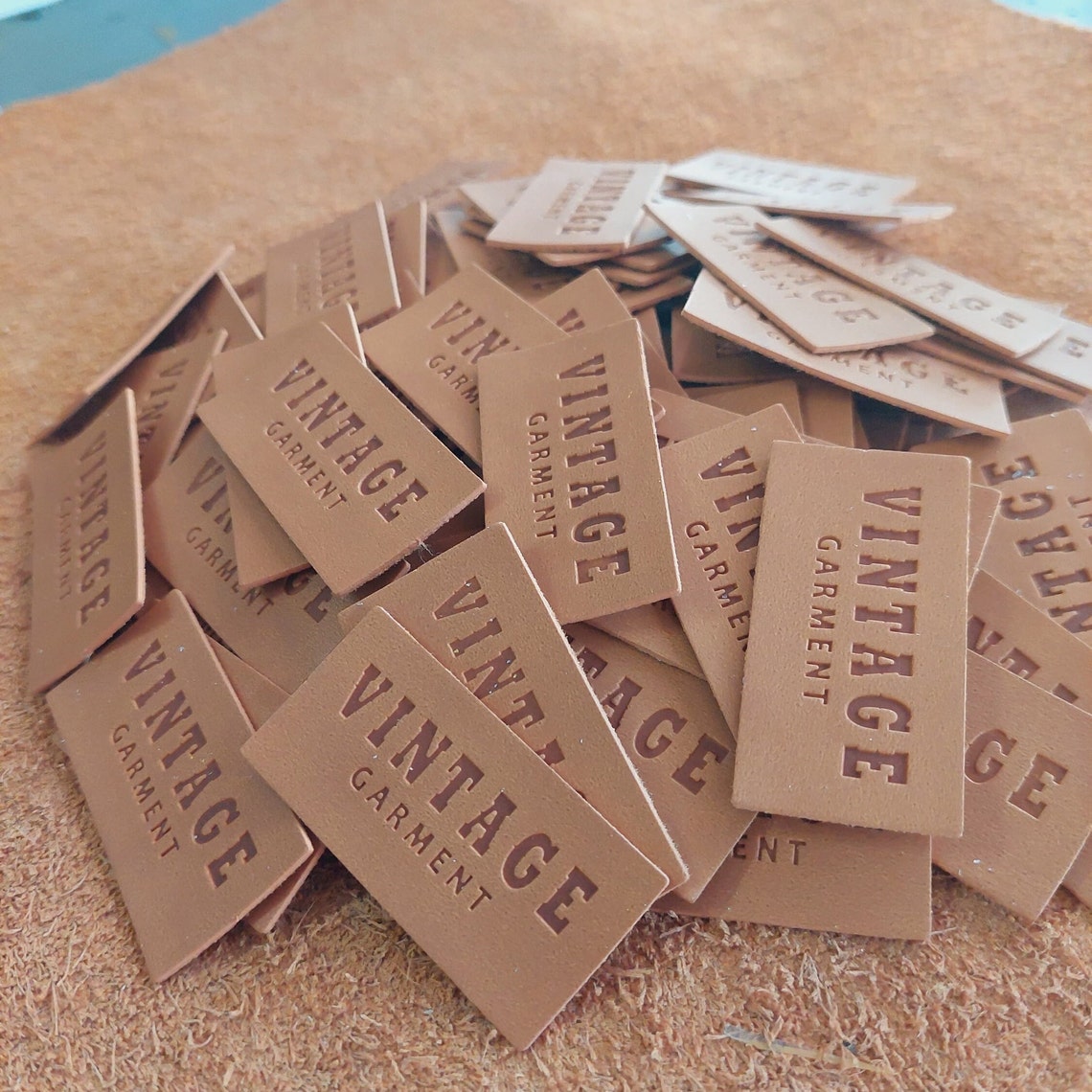 Custom Real Leather Labels: 50 PCS Logo Embossed for Bag, Beanie, Jeans ...