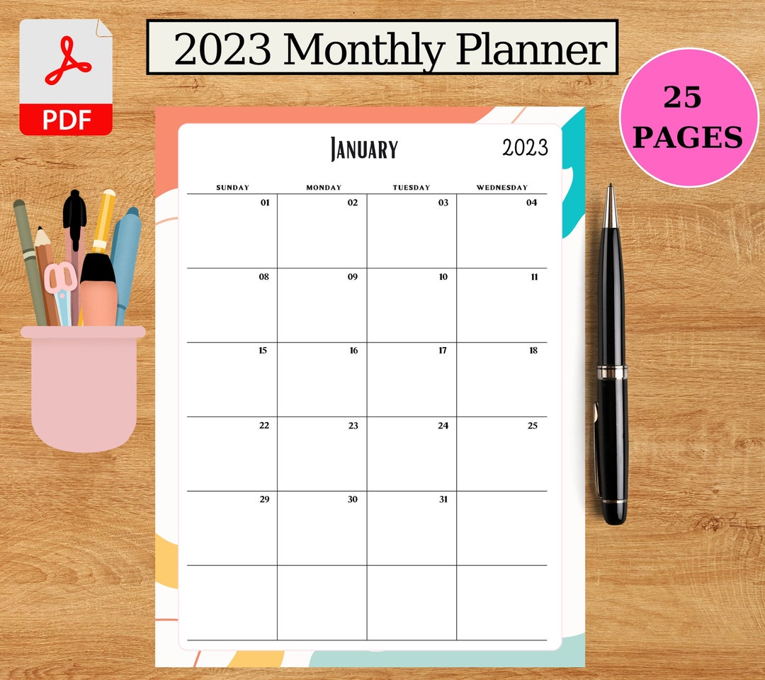 Monthly Planner, Digital Planner, 2023 Monthly Planner Templates ...