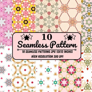 10 Digital Paper, Flowers Seamless Pattern, Printable Digital Paper ...