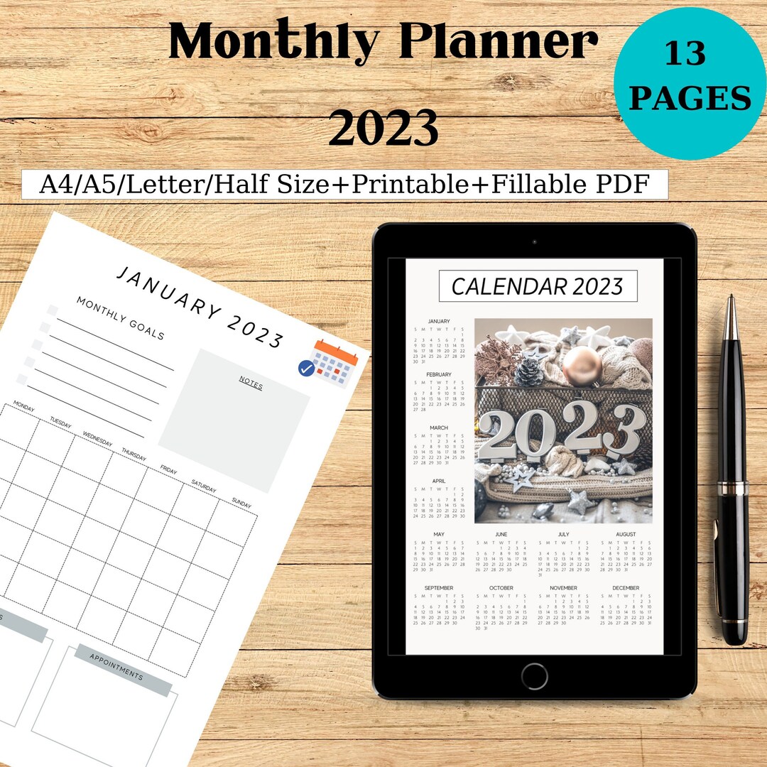 Monthly Planner, Digital Planner, 2023 Monthly Planner Templates ...