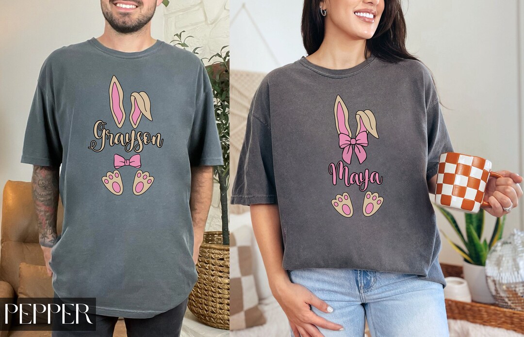 Custom Easter Family Shirt, Matching Easter Bunny Tshirt, Custom Names ...