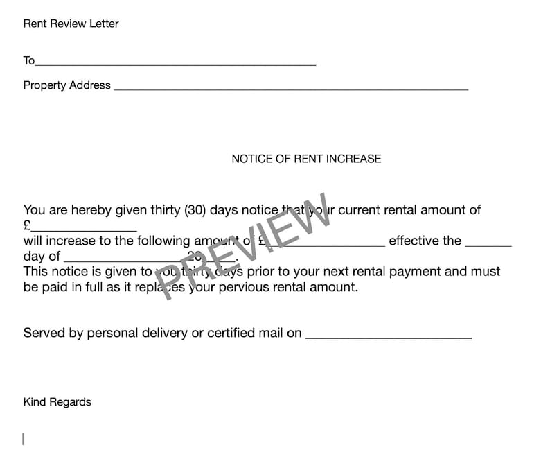 Rent Review Letter - Etsy