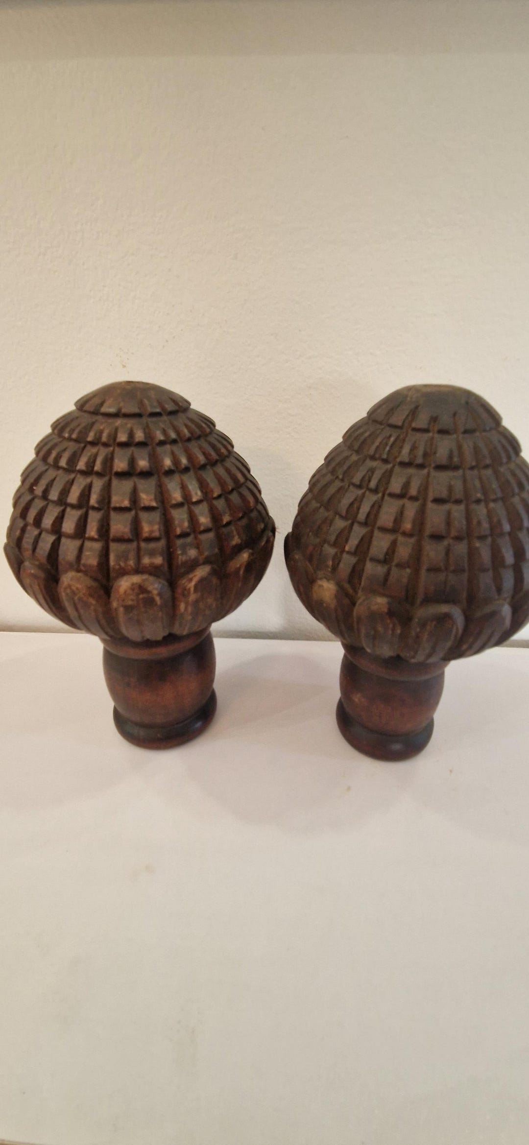 Antiqu Carved Wooden Finials Large - Etsy