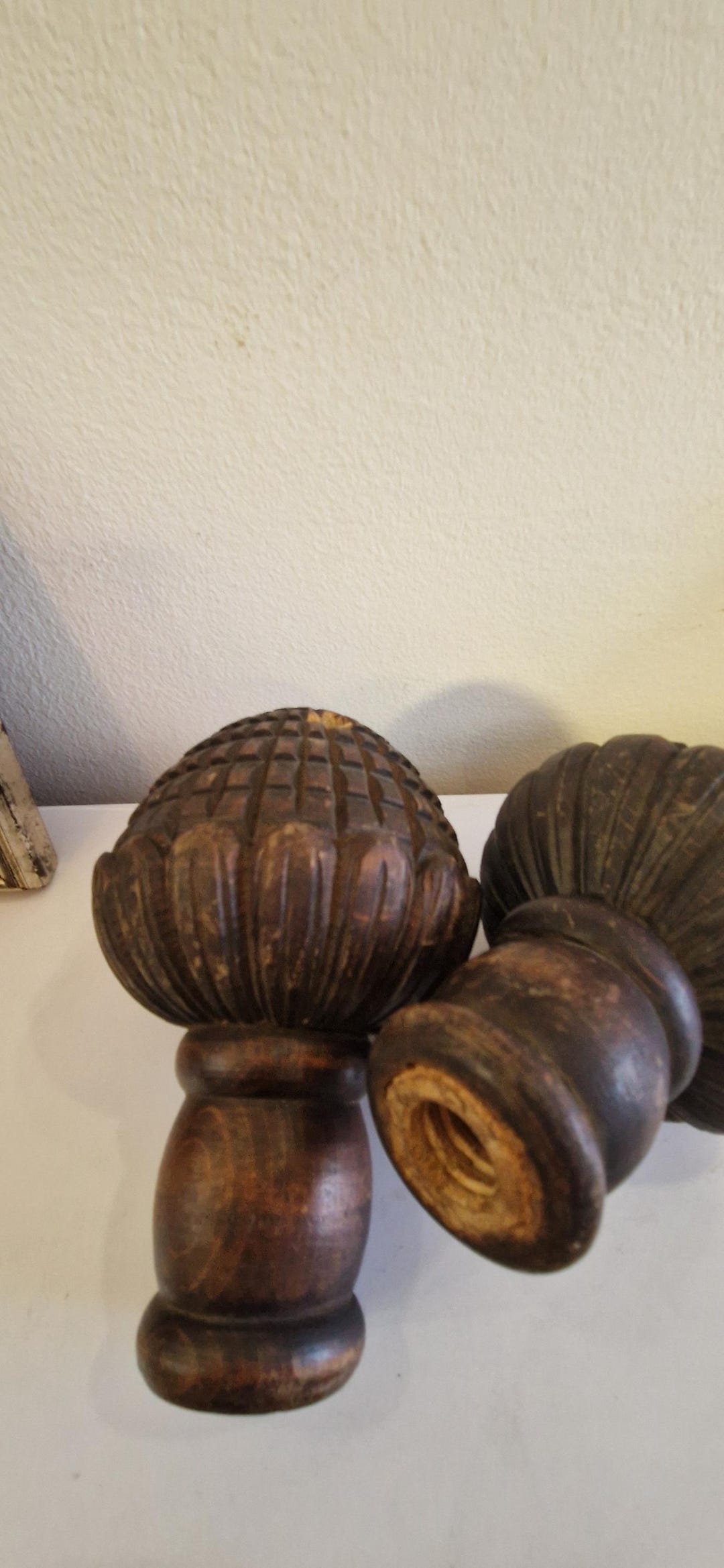 Antique Carved Wooden Finials Large - Etsy