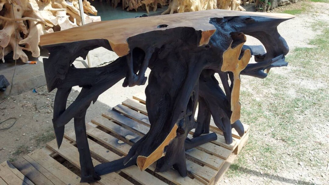 Black Teak Root Furniture Art Console Table Teak Root - Etsy