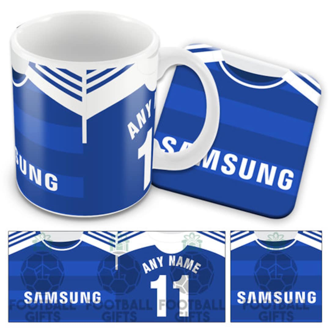 Chelsea 2012 Retro Home Shirt Kit Personalised Mug Cup and Coaster Set ...