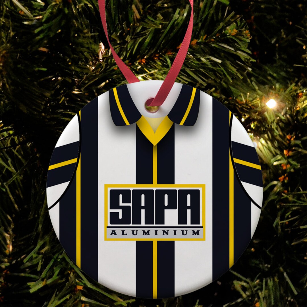 Notts County Home 1996 Retro Shirt Kit Christmas Tree Decoration Bauble ...