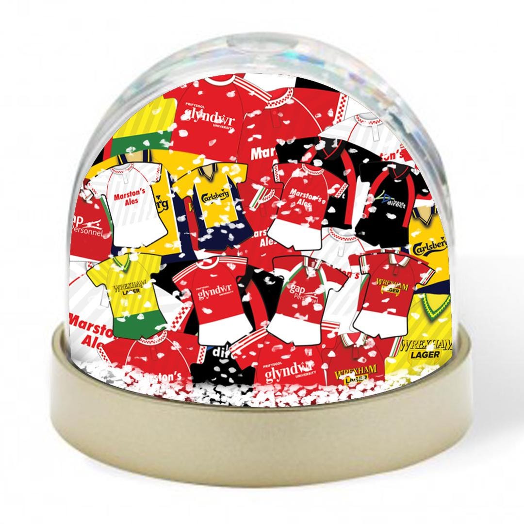 Wrexham Retro Kit Mash Snow Globe Classic Kits Xmas Decoration Great ...