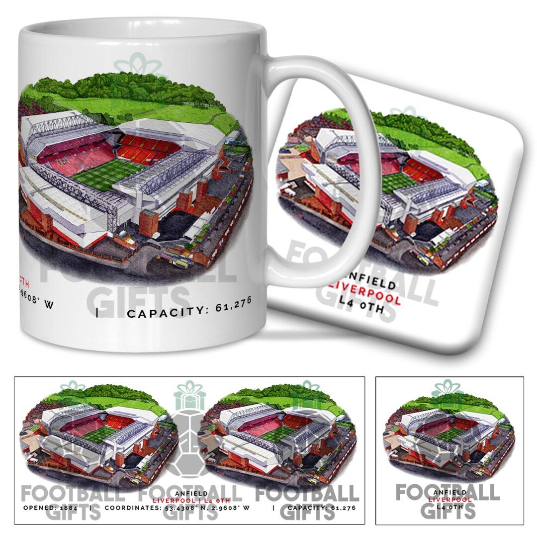 Liverpool Around the Grounds Anfield Water Colour Mug & Coaster Set ...