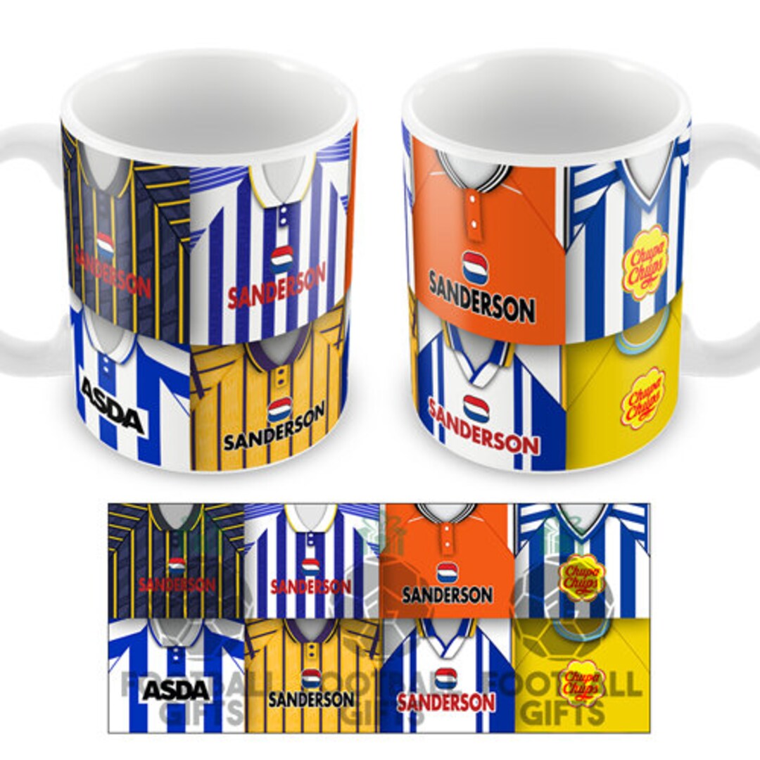 Sheff Wed Retro Shirt Classic Kits Shirts Montage Mug Cup Top Quality ...