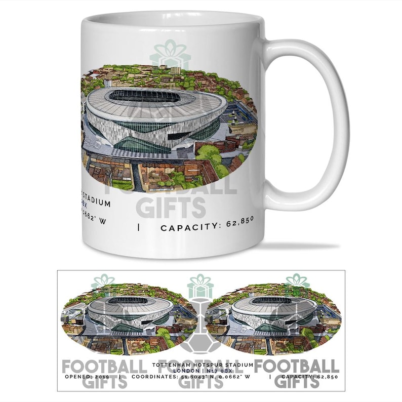 Spurs Around the Grounds Tottenham Hotspur Stadium Water Colour Mug Cup ...