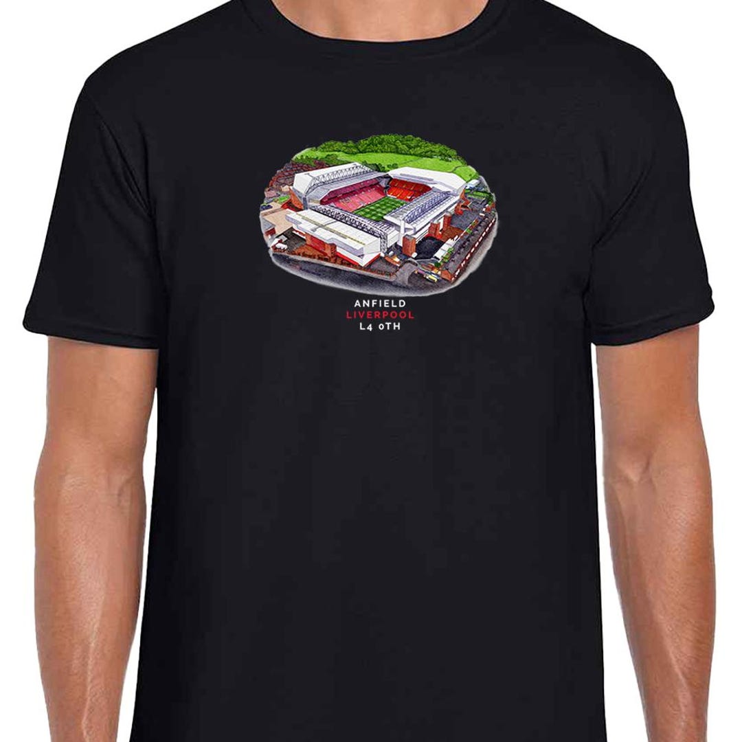 Liverpool Around the Grounds Anfield Water Colour Black T-shirt | Great ...